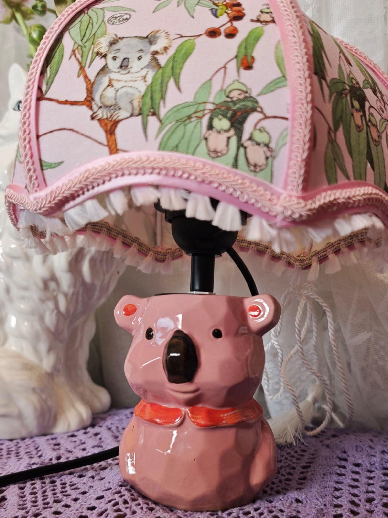 Handcrafted Koala Ceramic Table Lamp — Whimsical Eucalyptus Forest ...
