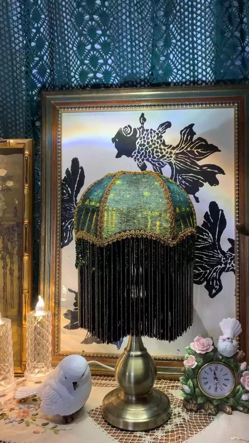 Van Gogh Starry Night Lamp – Handmade Tassel Fringe Table Lamp - Etsy
