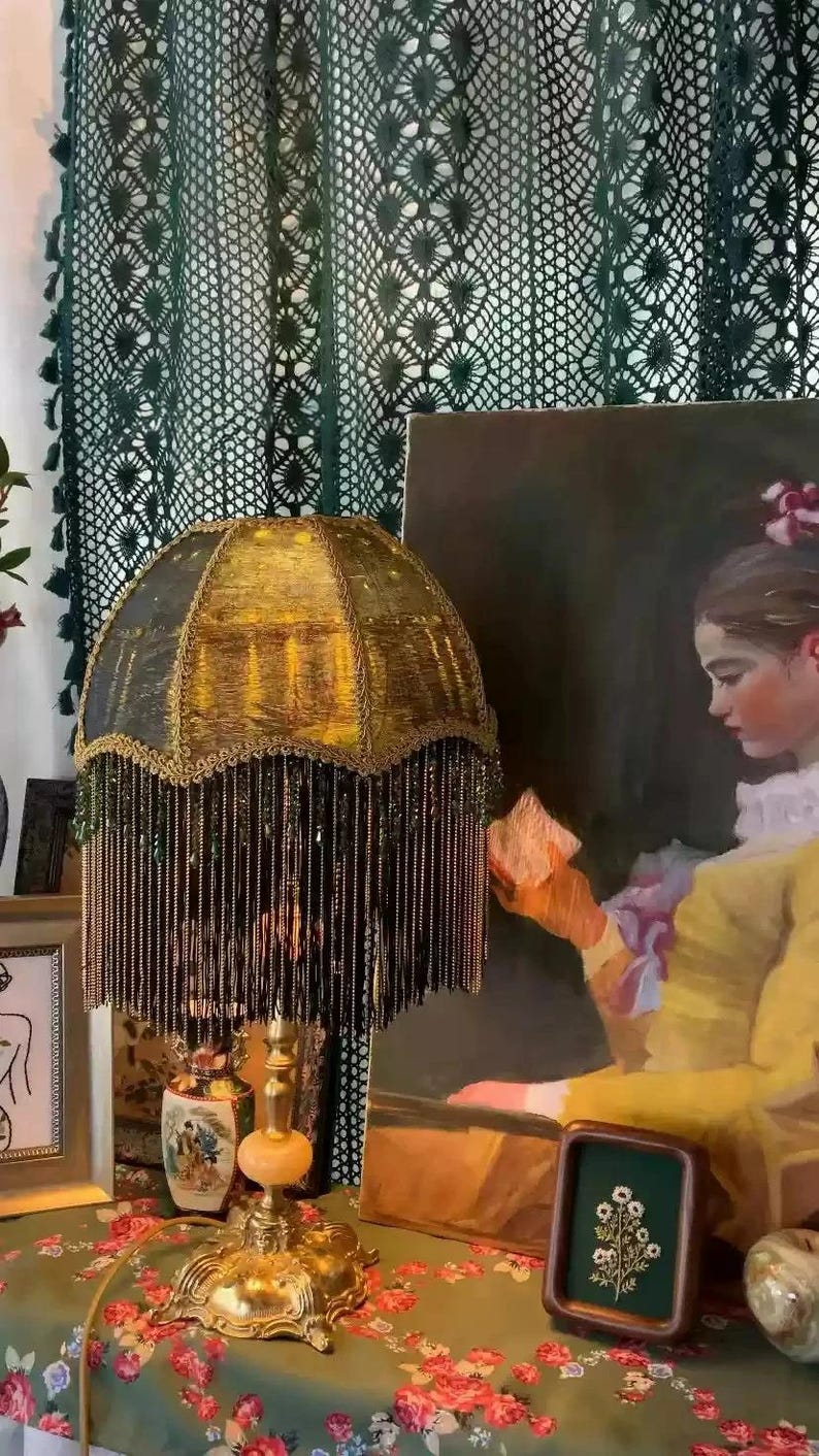 Van Gogh Starry Night Lamp – Handmade Tassel Fringe Table Lamp - Etsy