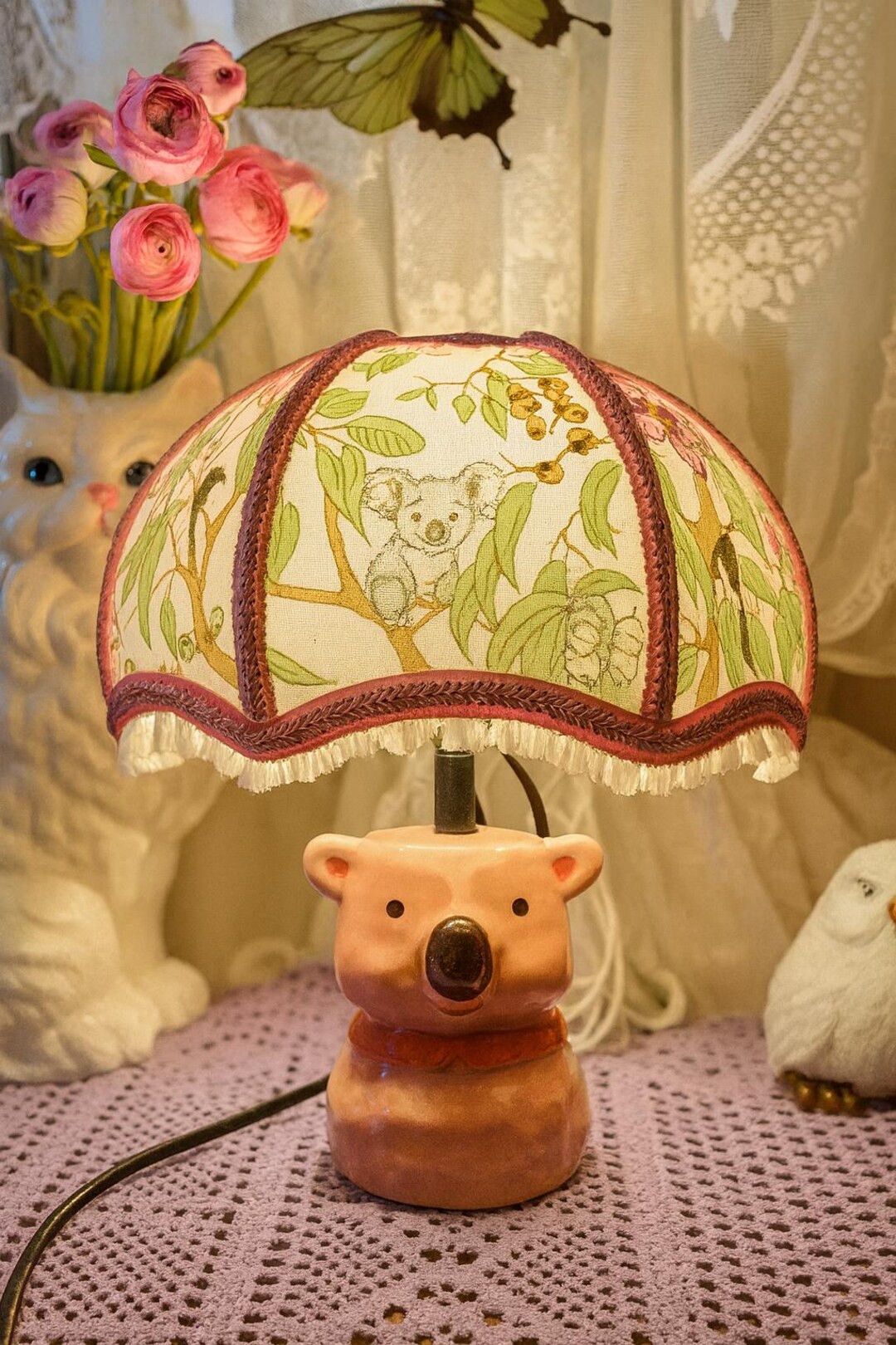 Handmade Ceramic Koala Table Lamp, Eucalyptus Nursery Night Light - Etsy