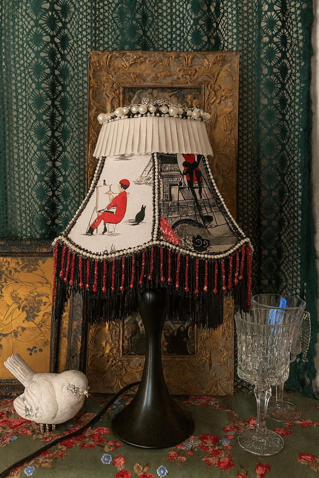 Handmade French Eiffel Tower Tassel Lamp – Vintage Art Deco Lighting - Etsy