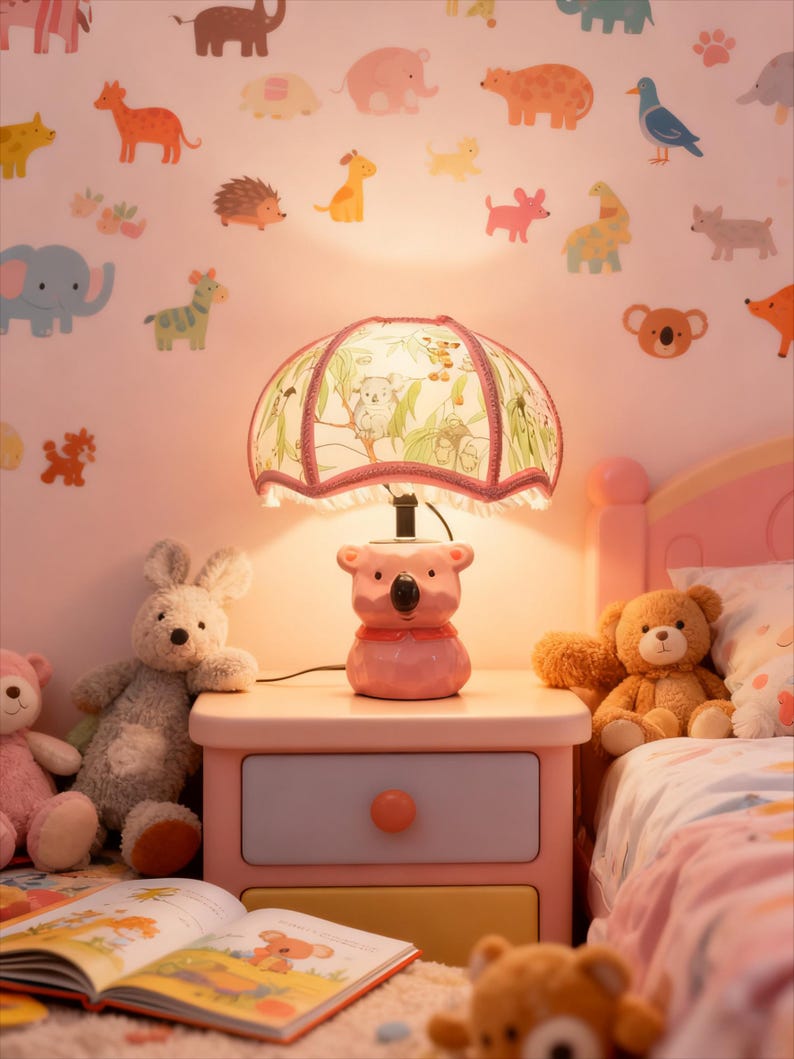 Handmade Ceramic Koala Table Lamp, Eucalyptus Nursery Night Light - Etsy