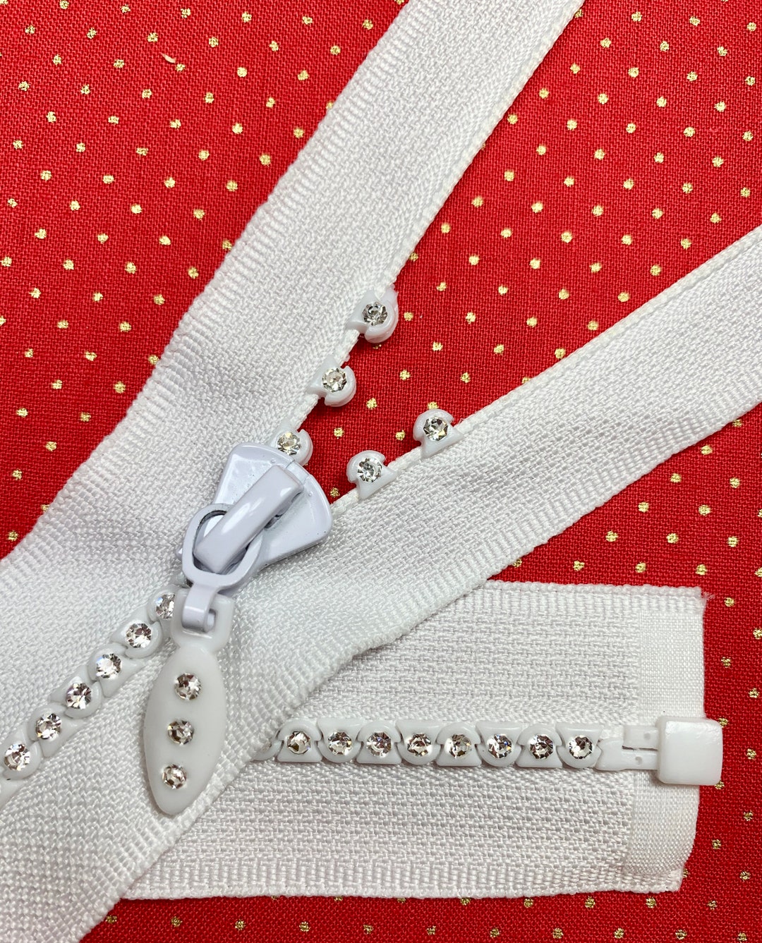 40" White Rhinestone Zipper - Jacket or Separating - Etsy