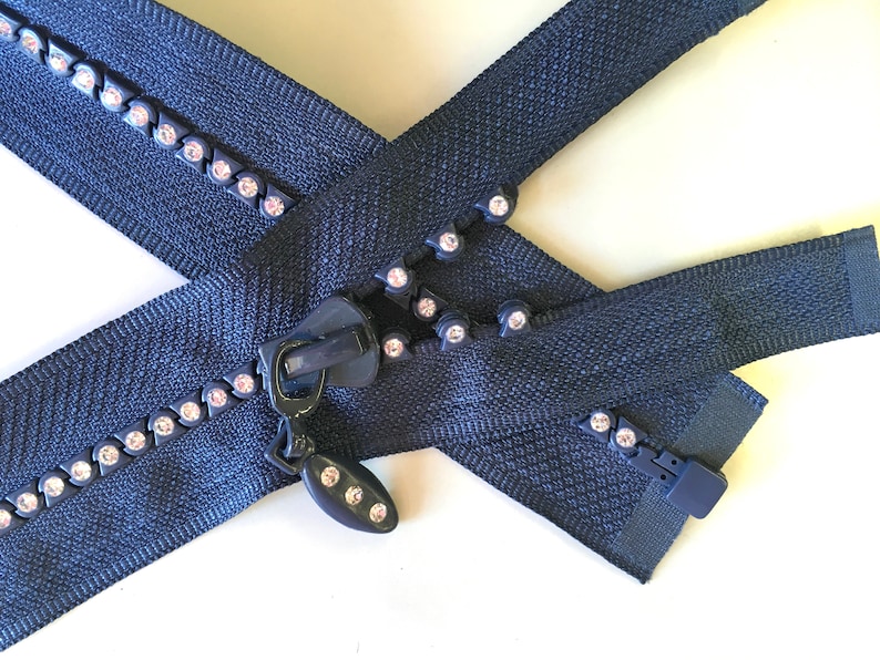 Navy Rhinestone Zipper - 26" Jacket or Separating, E/O - Etsy