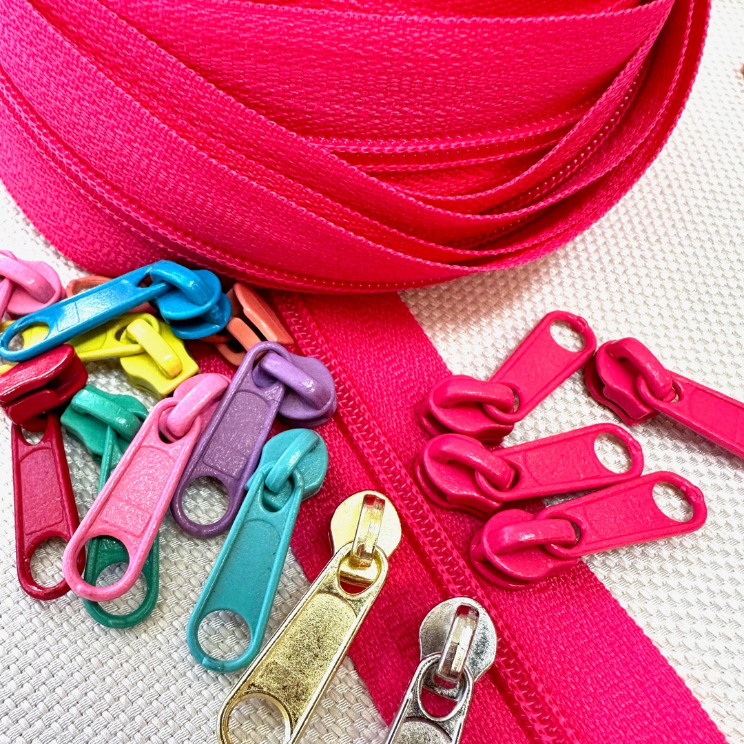 HOT PINK #3 Coil Zipper Yardage + Pulls - Etsy