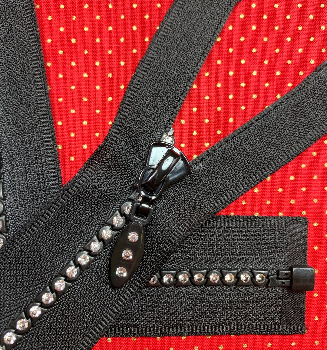 40" Black Rhinestone Zipper - Jacket or Separating - Etsy