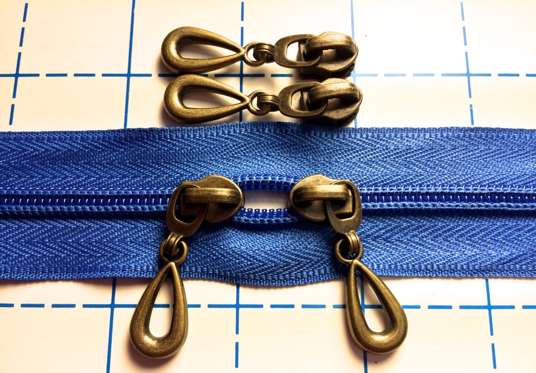 4 Antique Bronze Tear Drop Pulls for 5mm Zipper by the Yard W/ 2 Yds ...