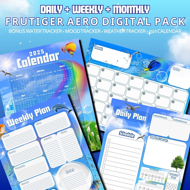 Frutiger Aero Digital Planner: Y2K Calendar & Templates (digital ...