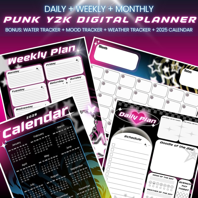 2025 Digital Calendar | Y2K Aesthetic iPad Planner | Goodnotes PDF ...