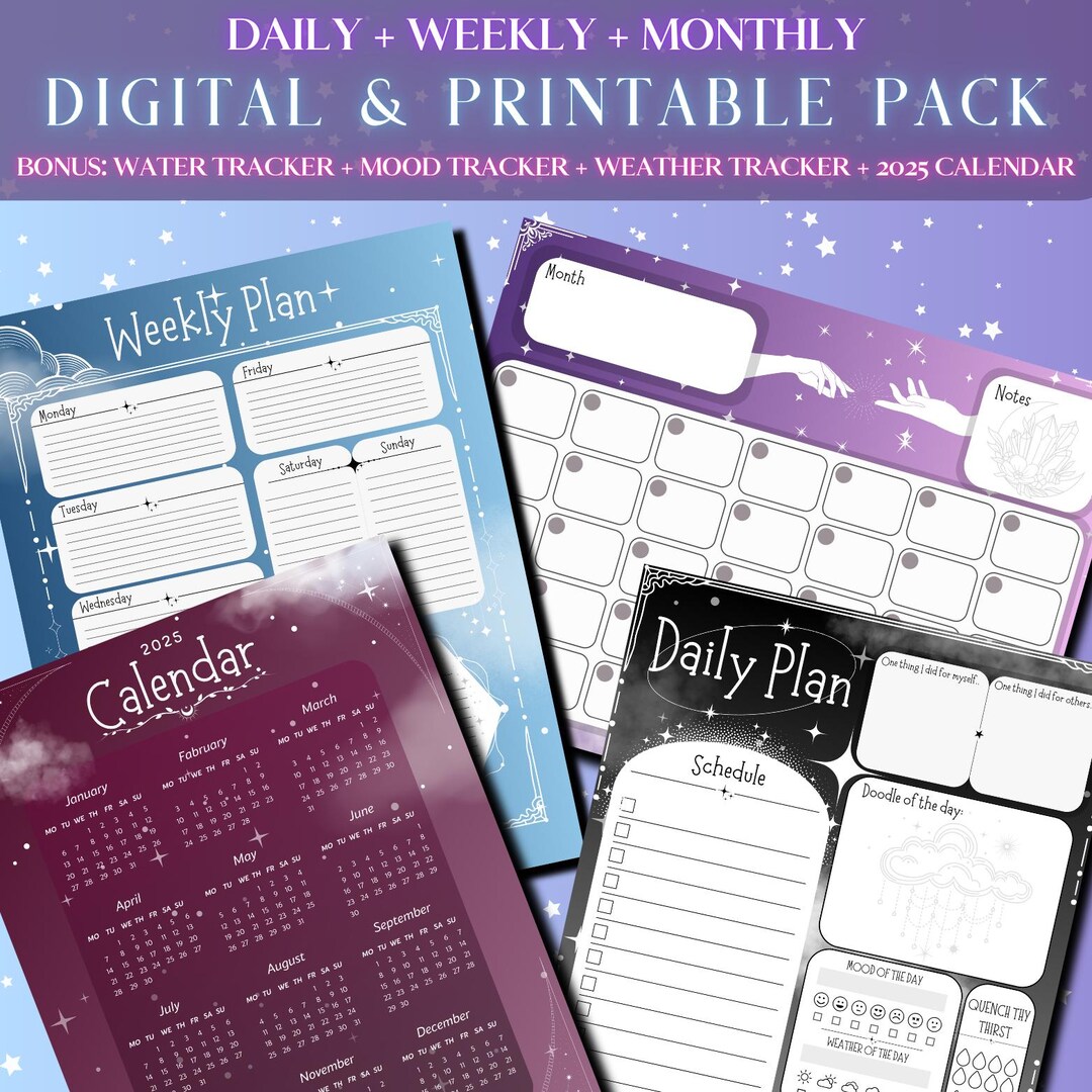 Cloudy Astrology Planner Set: Weekly, Daily, Monthly (digital Download ...