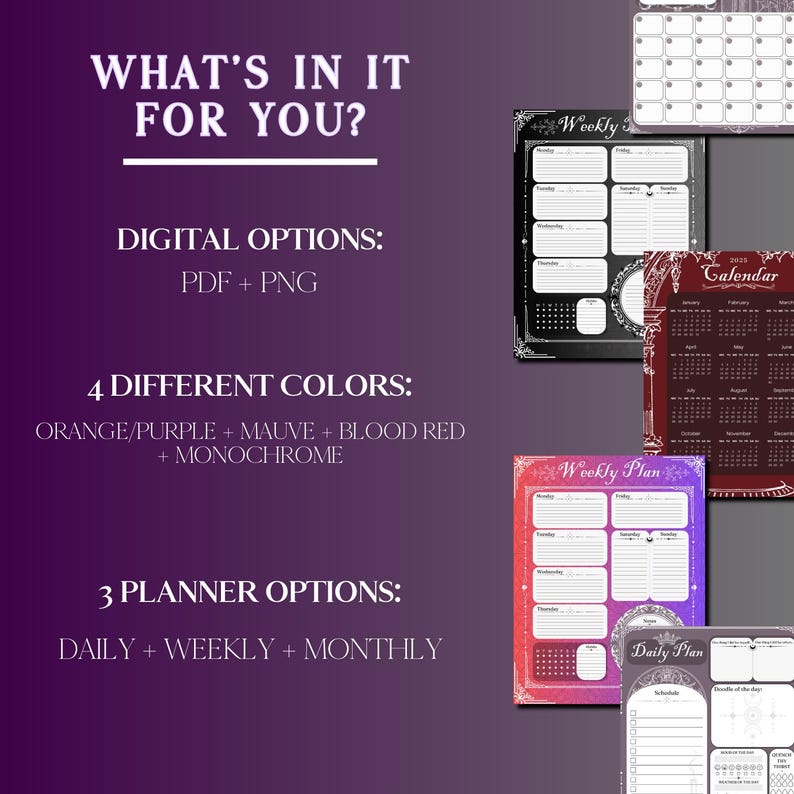 Gothic Digital Planner Set| Instant Download | Weekly Planner, Daily ...