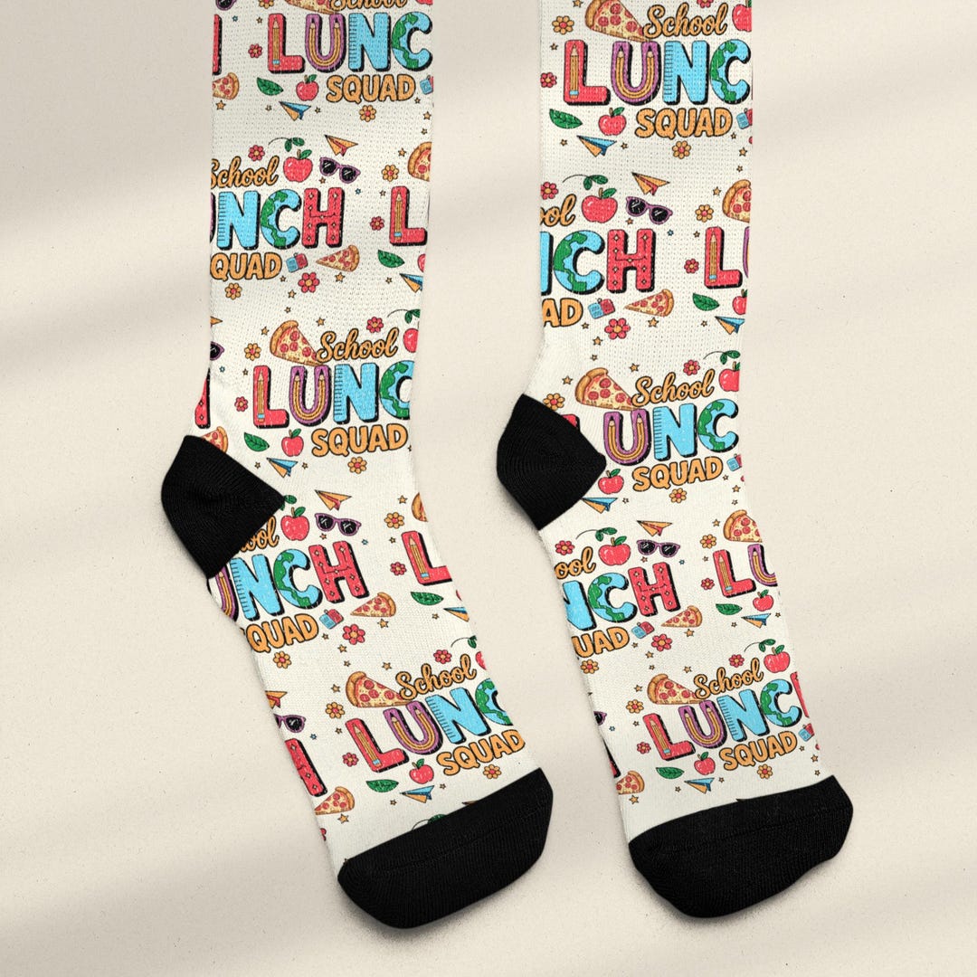School Lunch Crew Socks, Gift for Lunch Room Cook Supervisor, Unisex ...