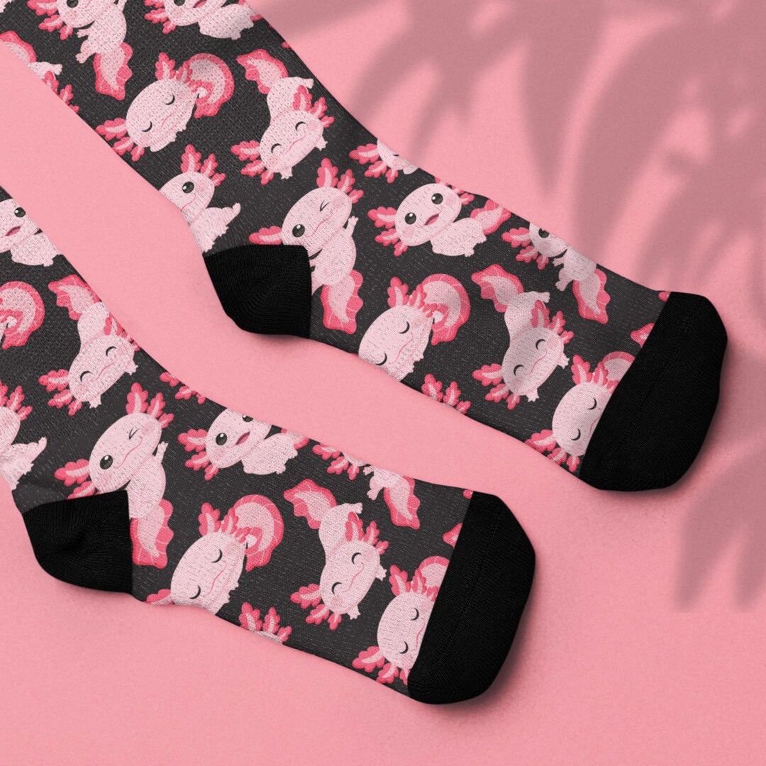 Cute Axolotl Socks, A Lotta Axolotls Pattern Socks, Gift for Axolotl ...