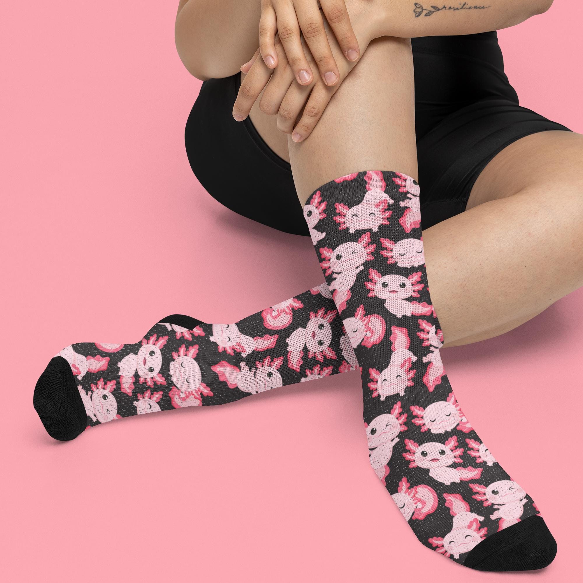 Cute Axolotl Socks, A Lotta Axolotls Pattern Socks, Gift for Axolotl ...