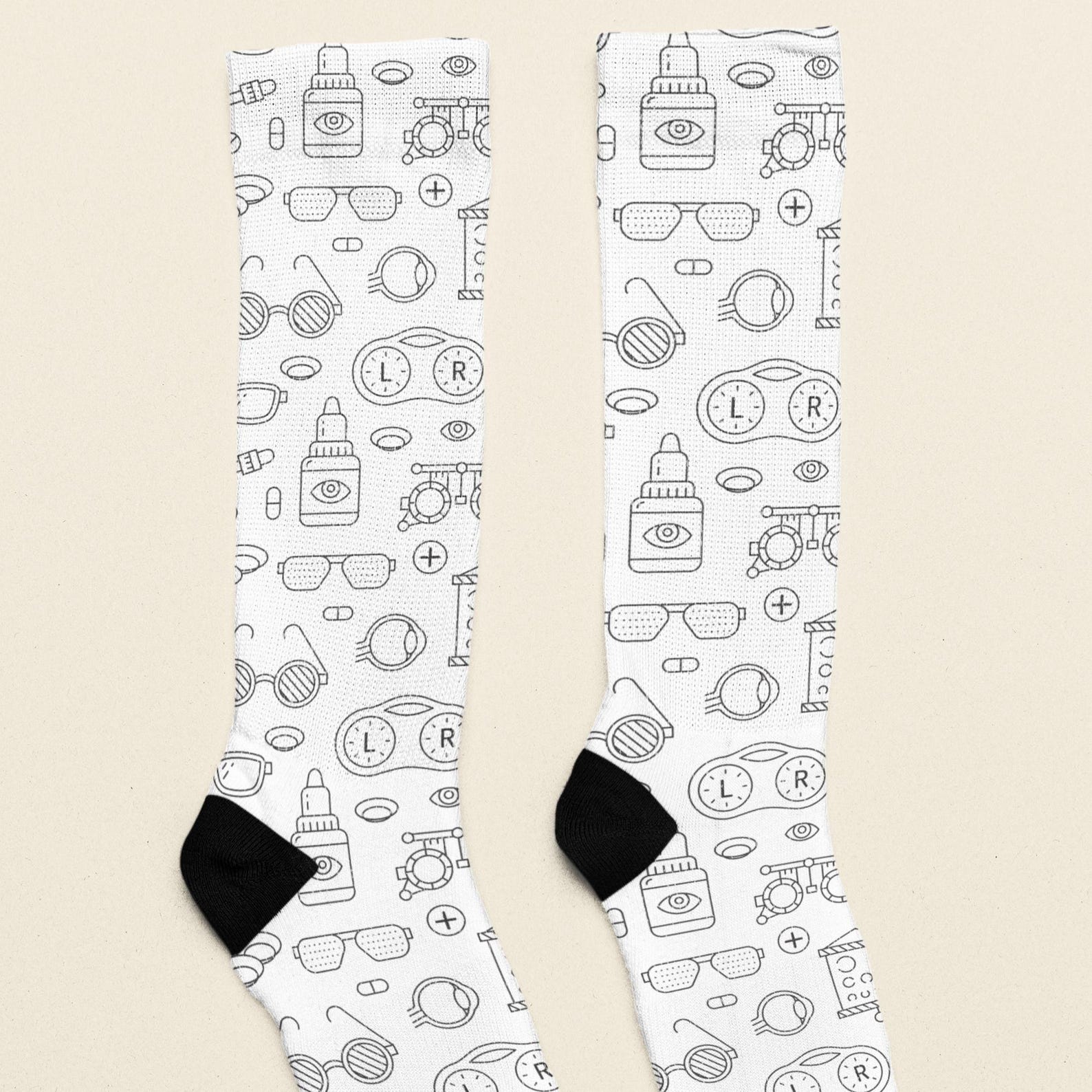 Gift for Optometrist, Opthalmology Icon White Socks, Gift for Eye ...