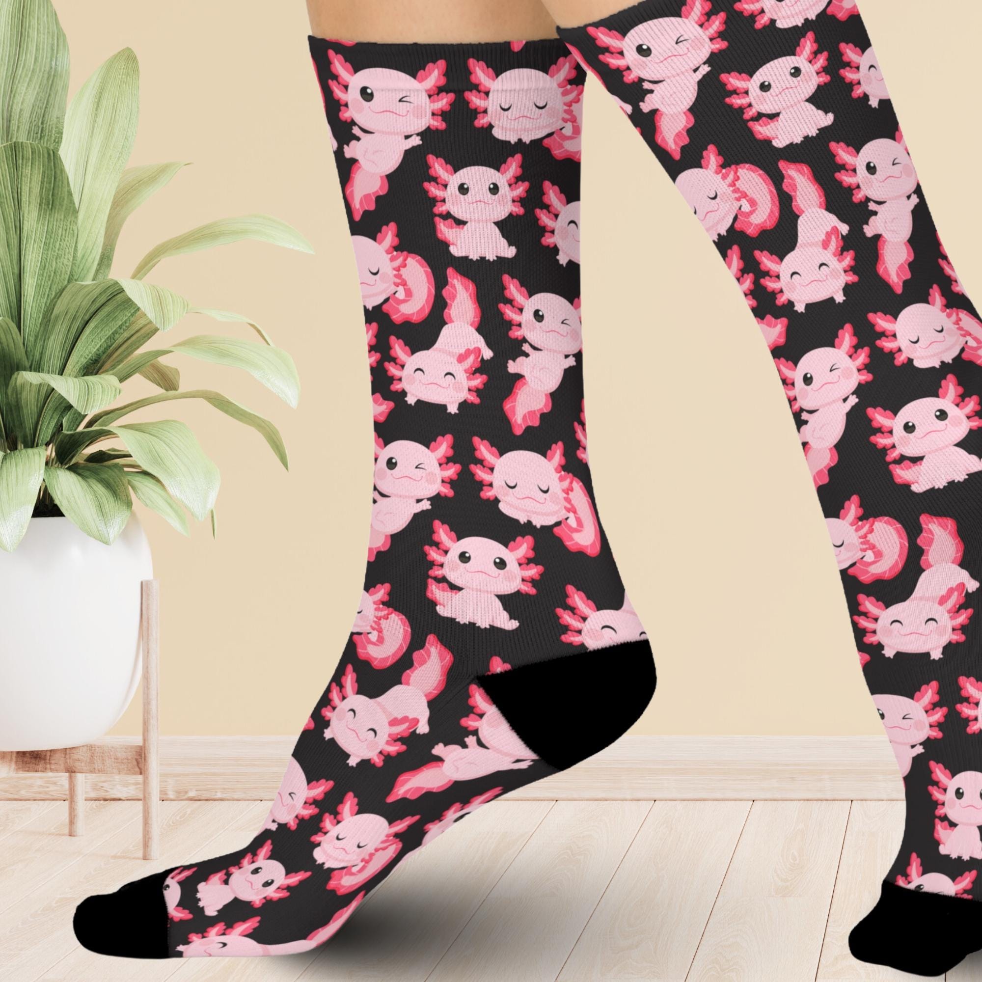 Cute Axolotl Socks, A Lotta Axolotls Pattern Socks, Gift for Axolotl ...