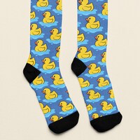 Embroidered Duck Socks, Socks, Duck, Quack, Yellow, Orange, for Him ...
