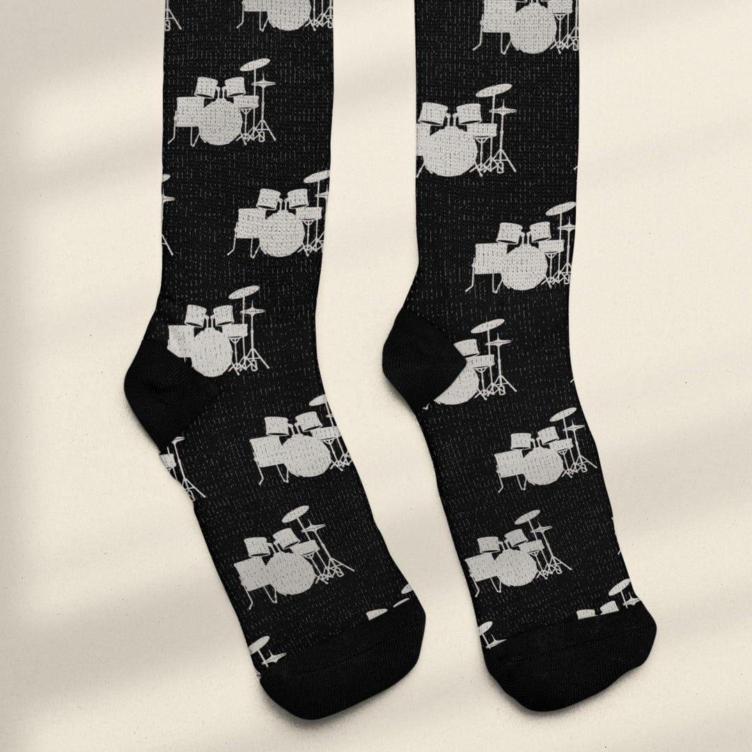 Drum Set Socks, Gift for Drummer Music Teacher, Unisex One Size Fits ...