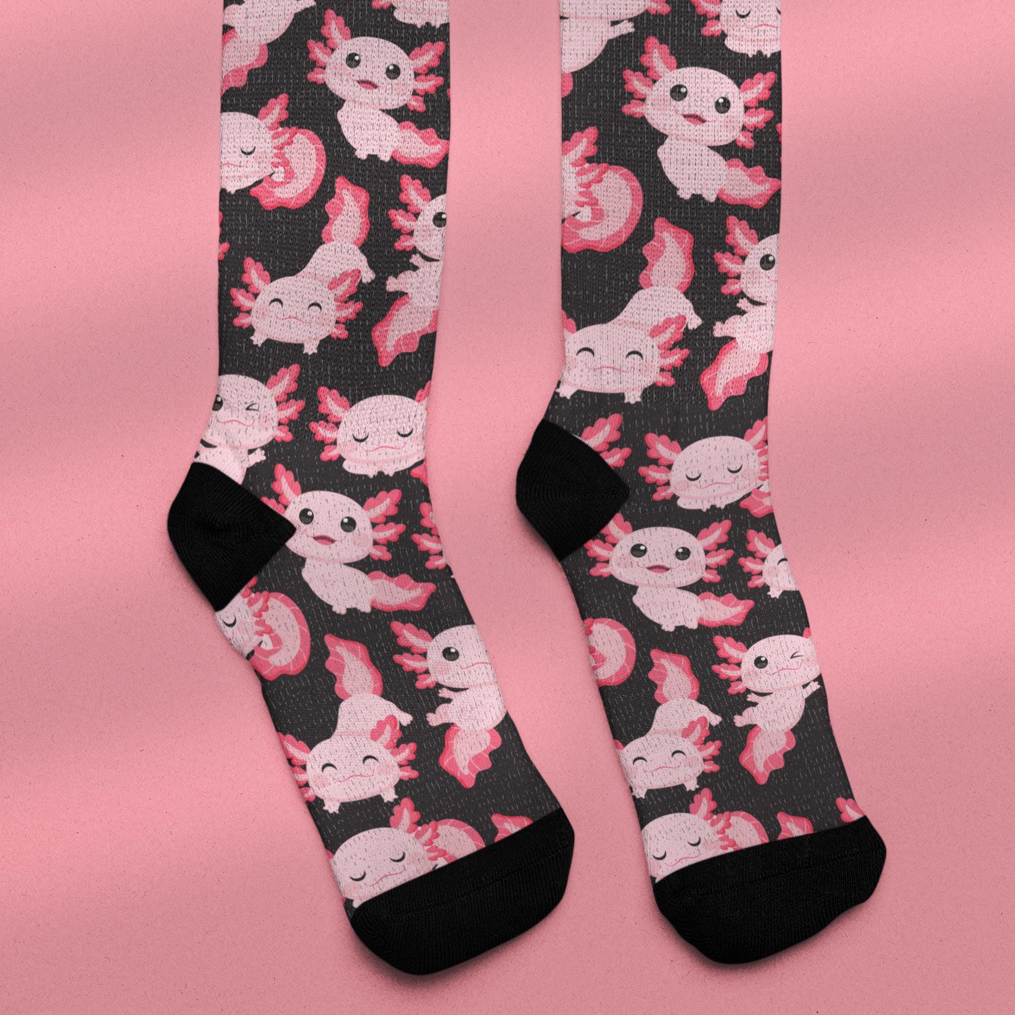 Cute Axolotl Socks, A Lotta Axolotls Pattern Socks, Gift for Axolotl ...