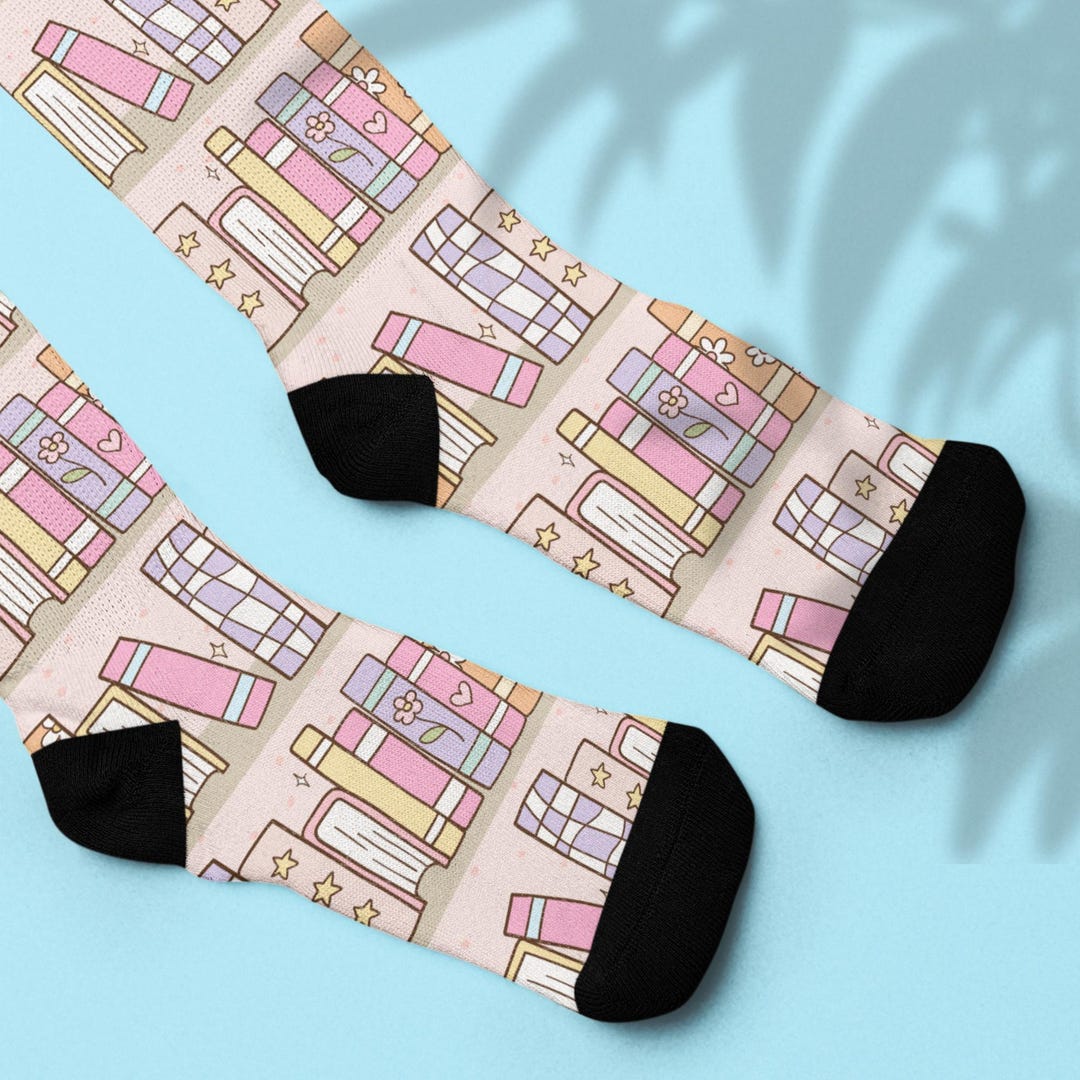 Book Lover Socks, Gift for Someone Who Loves Reading, Bookshelf Printed ...