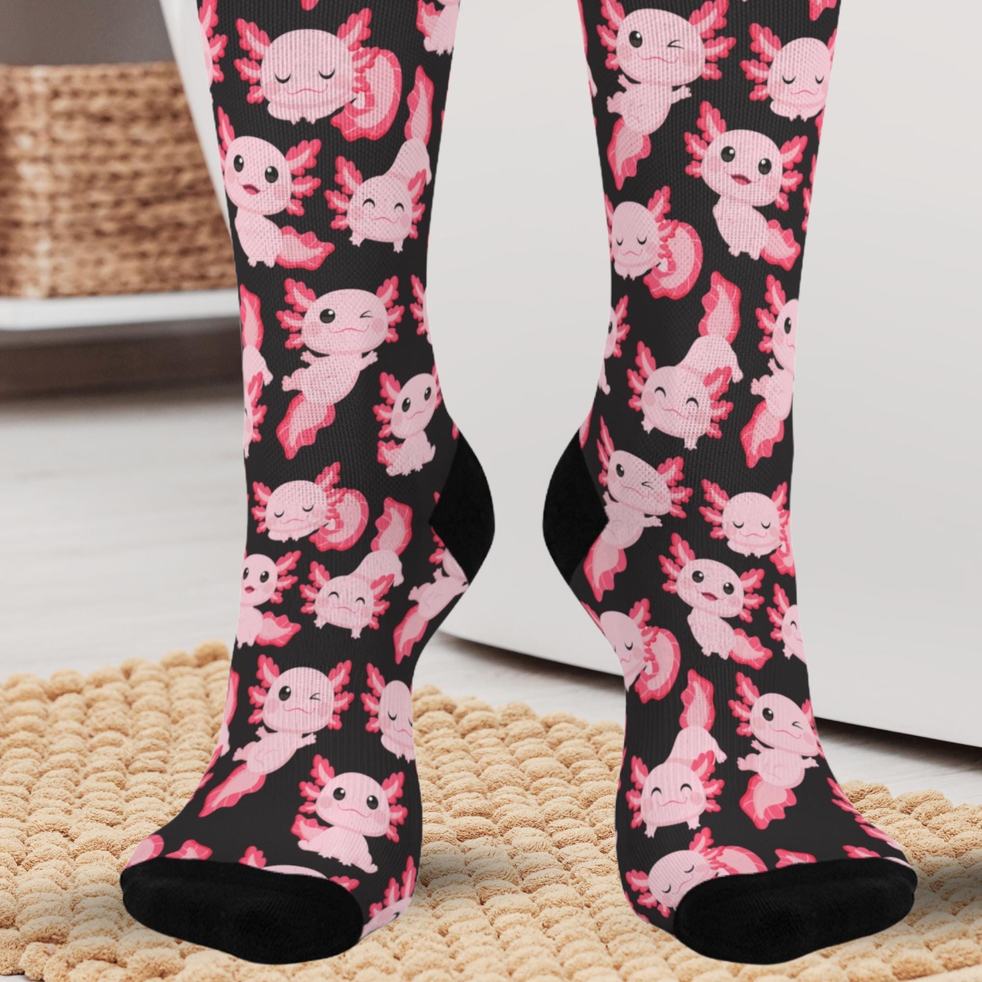 Cute Axolotl Socks, A Lotta Axolotls Pattern Socks, Gift for Axolotl ...