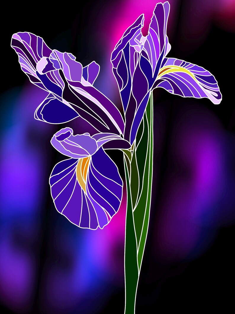 Iris Color Block Print - Etsy