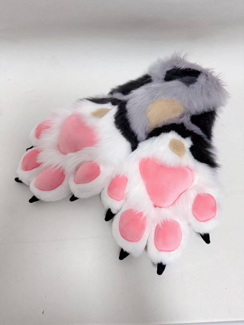 Snow Leopard Fursuit Paws | Custom Kemono Handpaws With Pink Pads ...