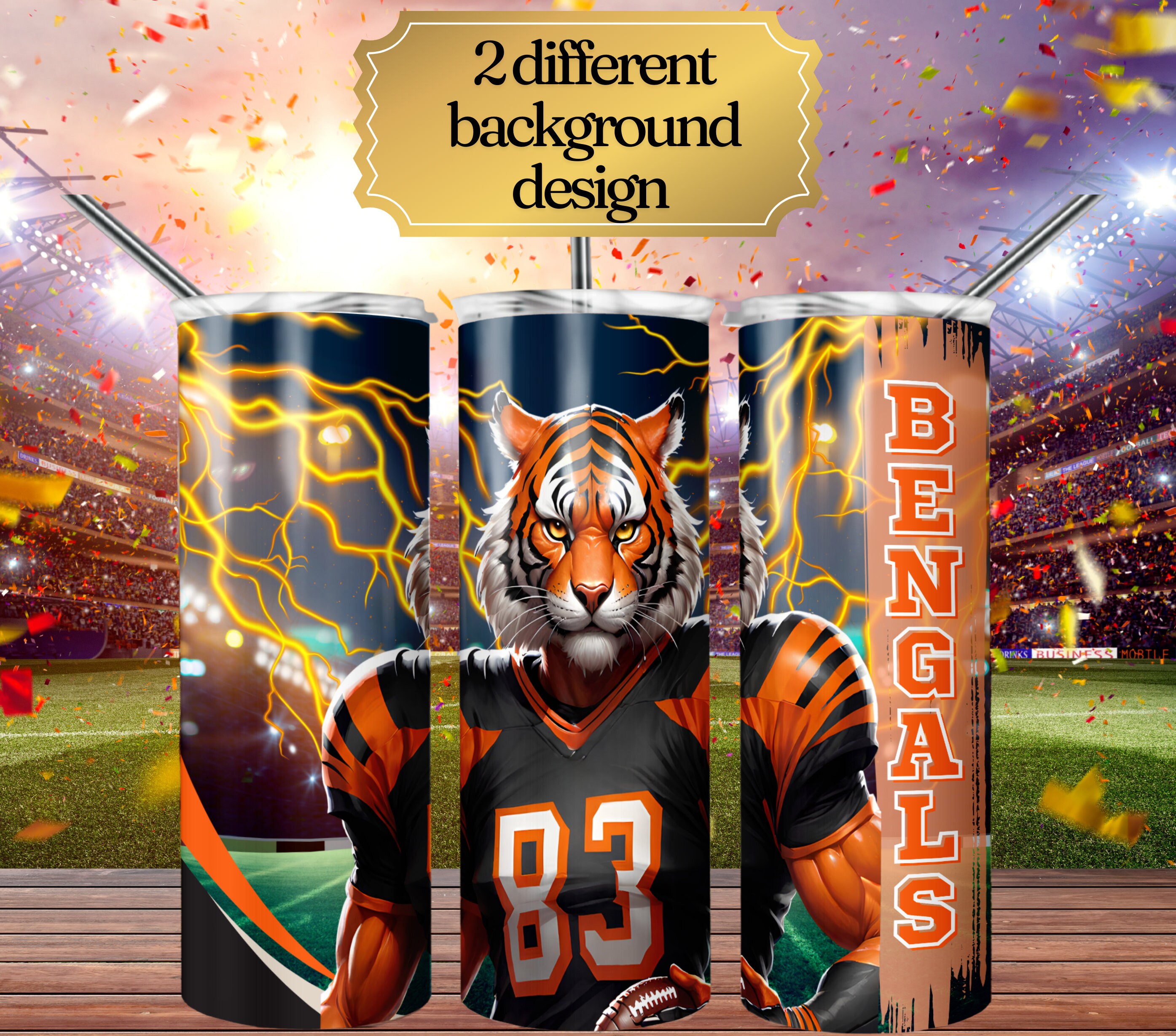 Bengal 20oz Skinny Tumbler Wrap PNG, Sport 20oz Tumbler PNG, Mascot ...
