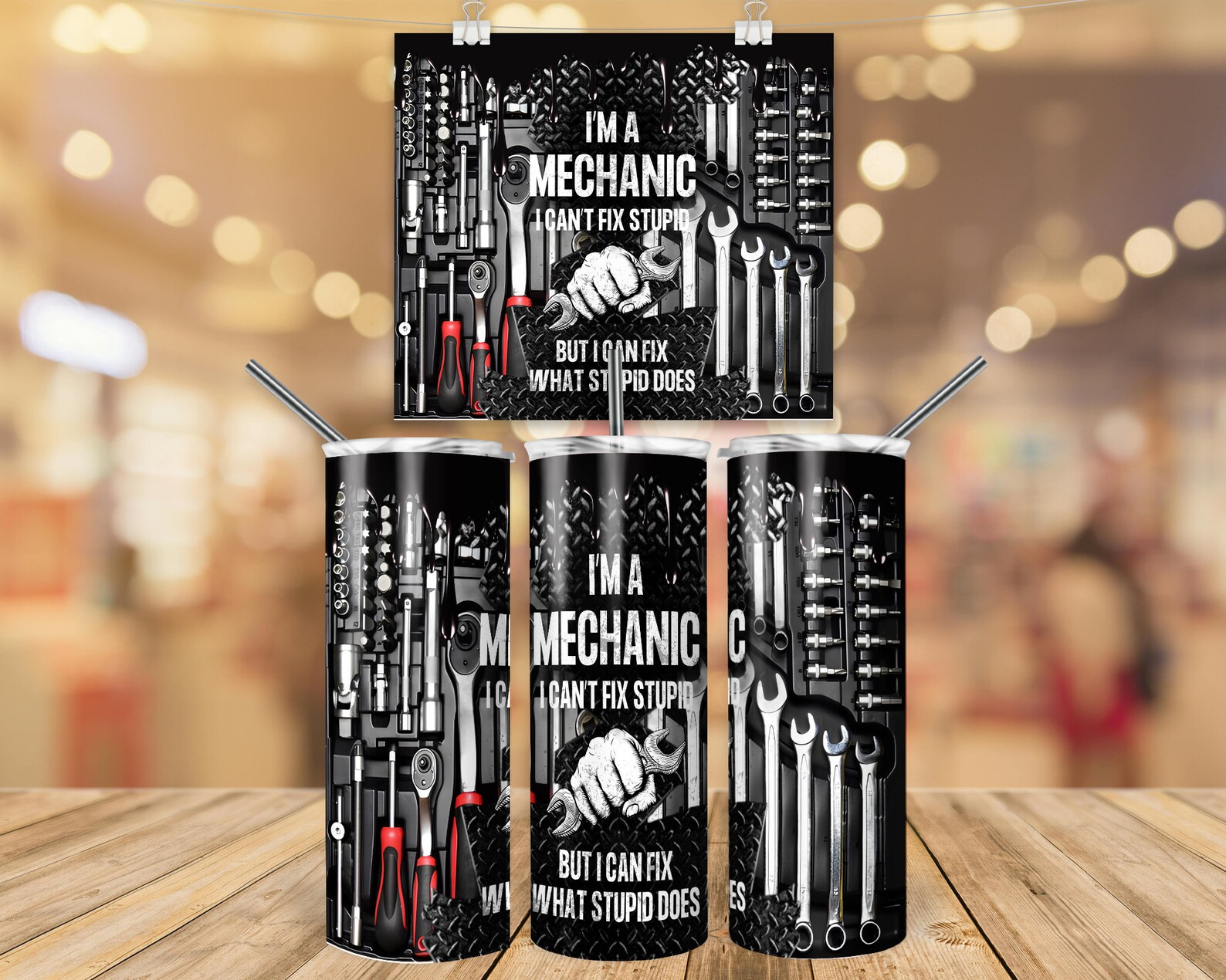 I'm a Mechanic 20 Oz Skinny Tumbler Sublimation Design, Mechanic ...