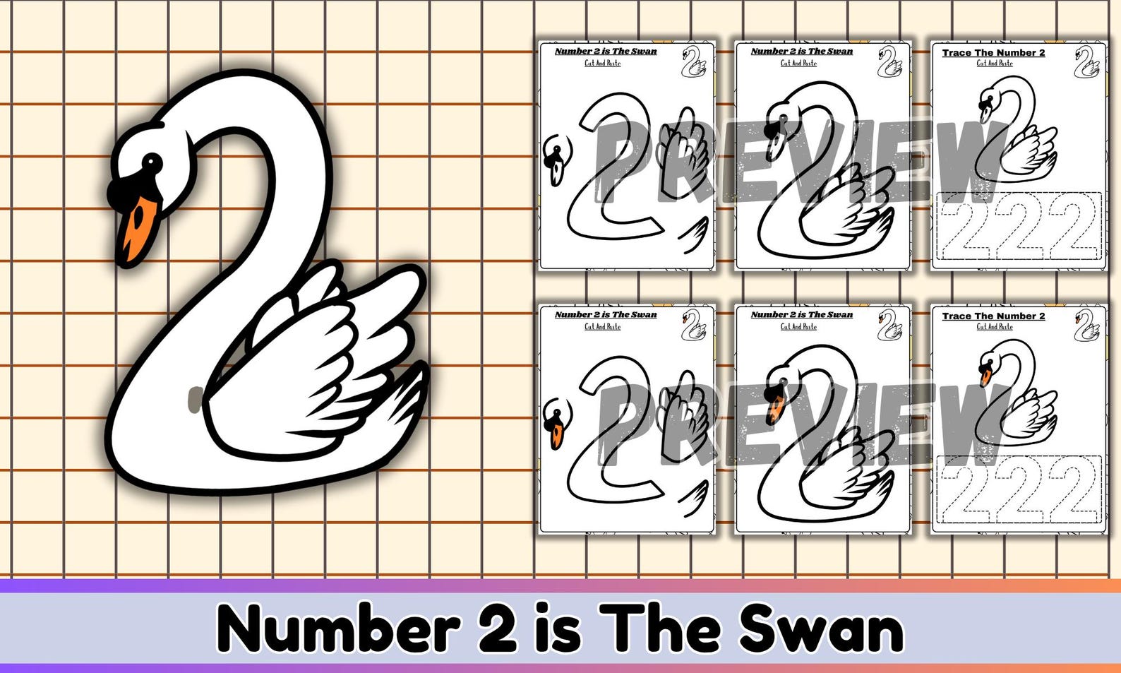 Number 2 Swan Craft: Cut & Paste Activity (digital Download) - Etsy
