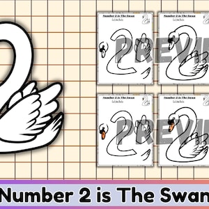 Number 2 Swan Craft: Cut & Paste Activity (digital Download) - Etsy