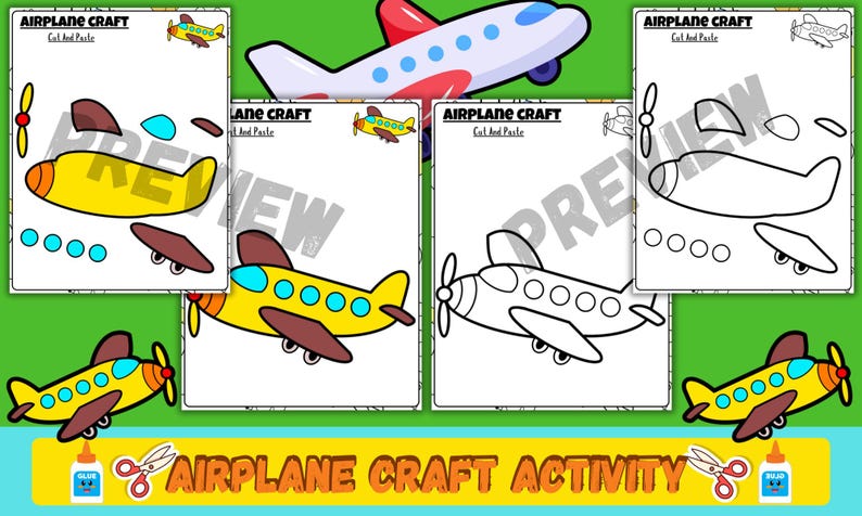 Airplane Craft |transportation Themed | Cut&paste|hands-on Activity ...