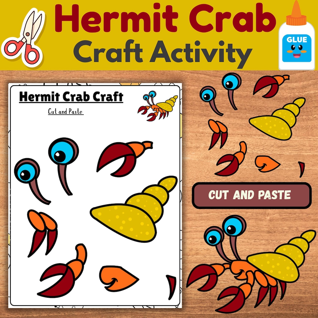 Hermit Crab Craft Activity | Ocean Cut and Paste (printable) | Summer ...