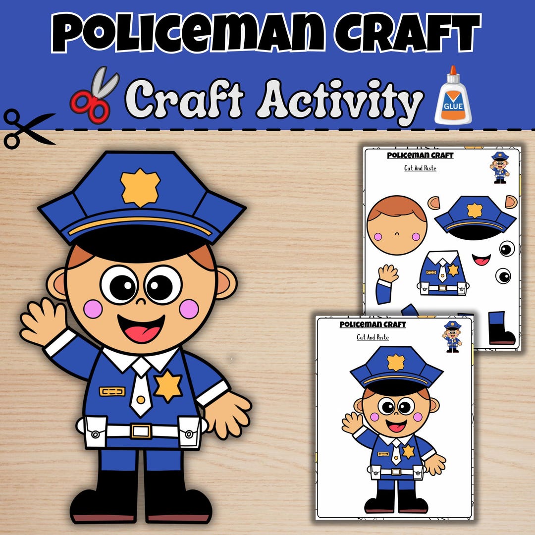 Policeman Craft | Community Helpers Activity | Cut and Paste Craft for ...