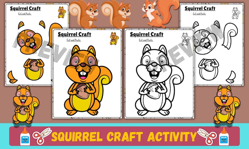 Squirrel Cut and Paste Craft: Woodland Animal Activity - Etsy