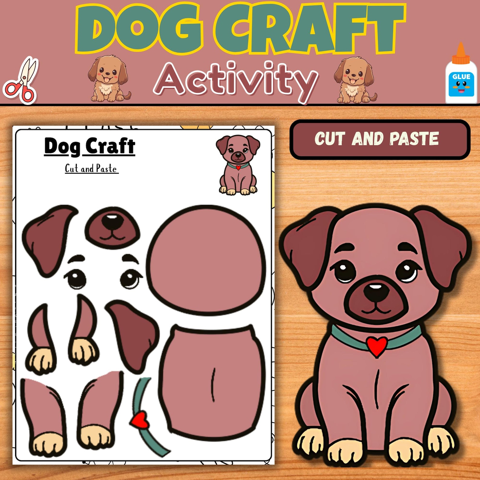 Dog Craft Activity | Printable Cut and Paste Worksheet | Pet Themed ...