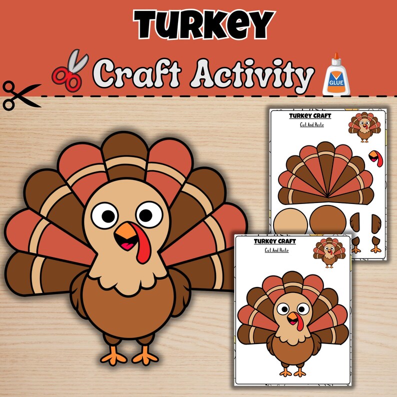 Turkey Craft | Holiday Activity | Cut & Paste Fine Motor Project - Etsy