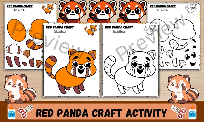 Red Panda Craft: Cut and Paste Animal Activity (PDF) - Etsy