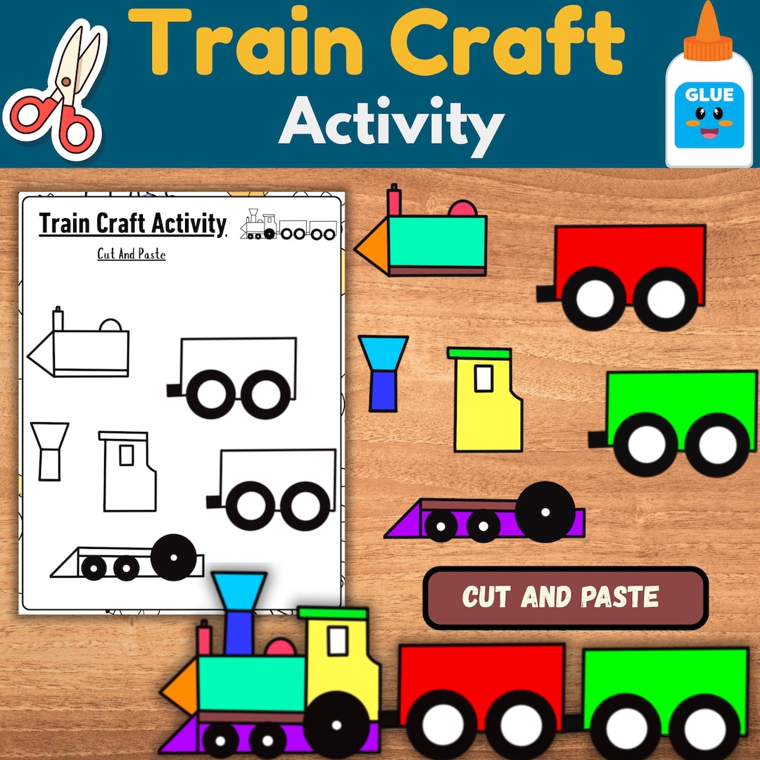Train Cut and Paste Craft | Printable Activity (PDF) - Etsy