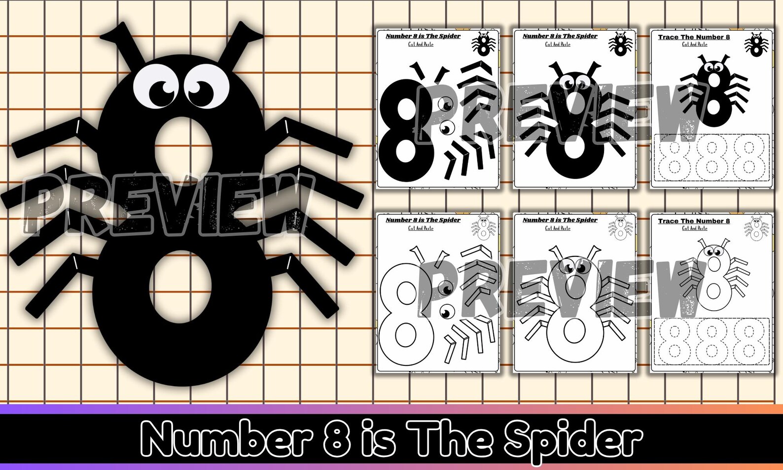 Number 8 Spider Craft | Preschool Halloween Math (digital Download) - Etsy