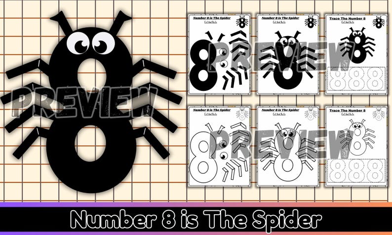 Number 8 Spider Craft | Preschool Halloween Math (digital Download) - Etsy