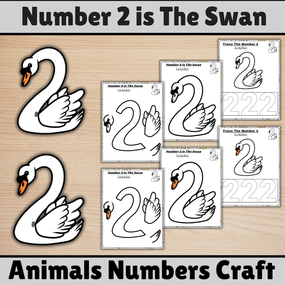 Number 2 Swan Craft: Cut & Paste Activity (digital Download) - Etsy