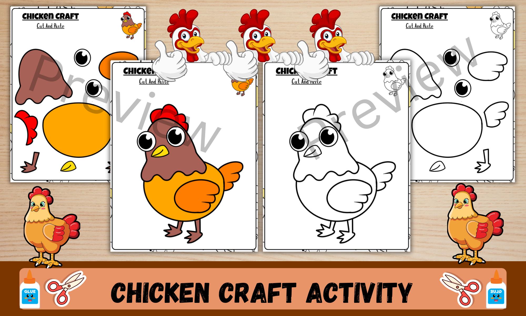 Chicken Craft | Farm Animal | Project Printable| Cut and Paste |E Arly ...