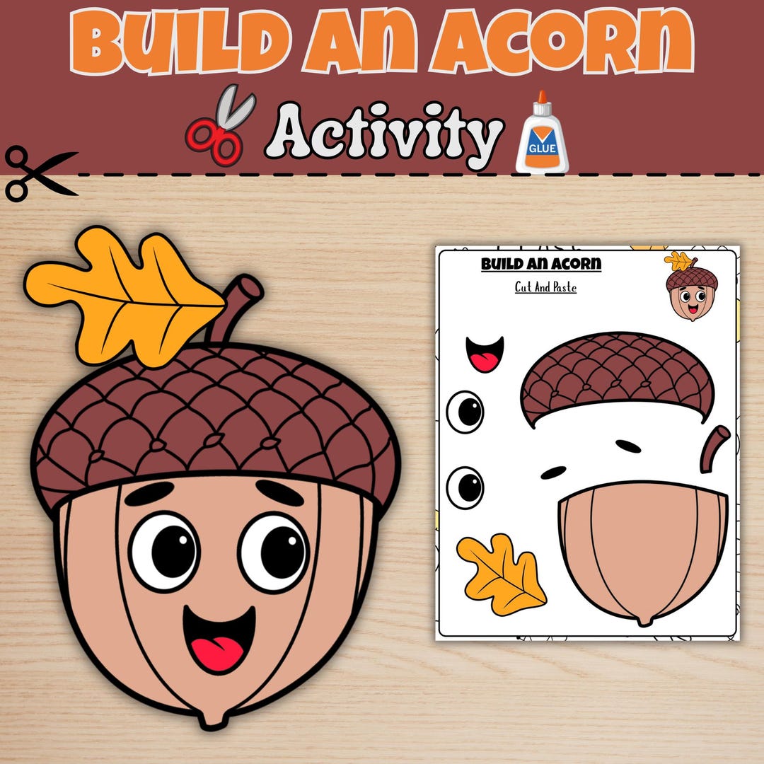 Acorn Cut and Paste Craft: Fall Activity (PDF Pattern) - Etsy