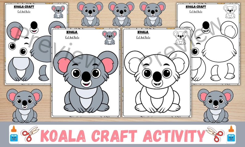 Koala Craft: Cut and Paste Animal Activity (PDF Pattern) - Etsy