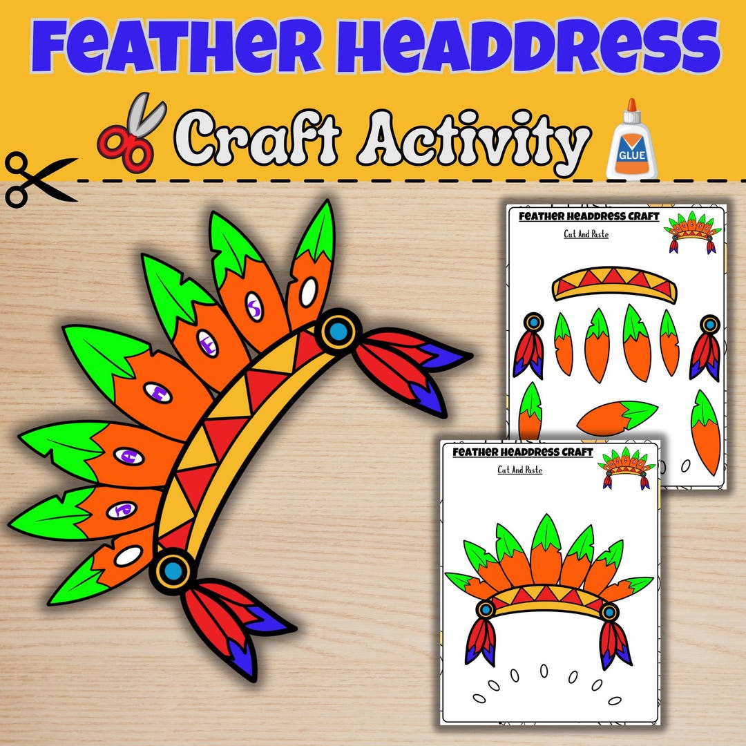 Feather Headdress Name Craft | Fine Motor Thanksgiving Activity for ...