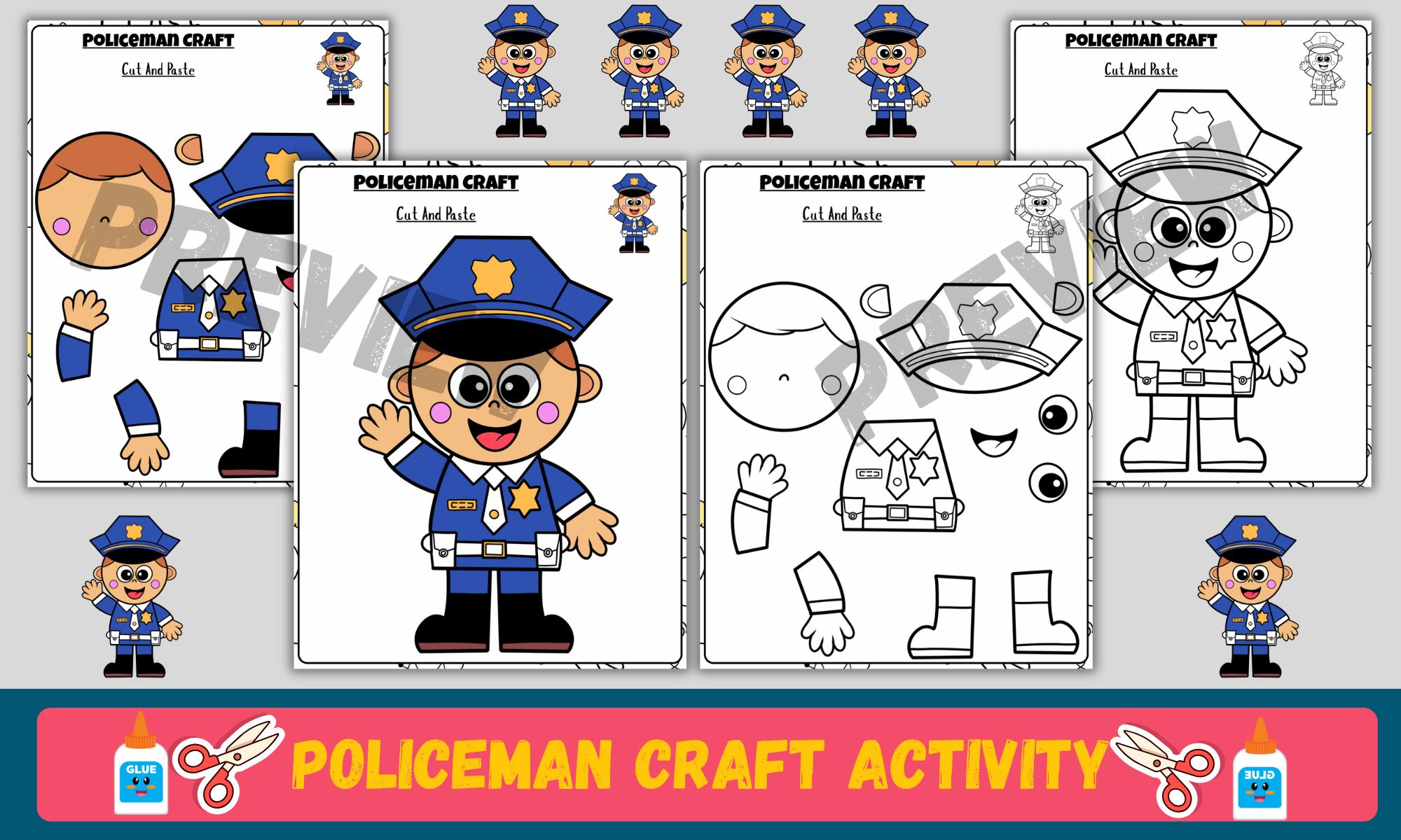 Policeman Craft | Community Helpers Activity | Cut and Paste Craft for ...