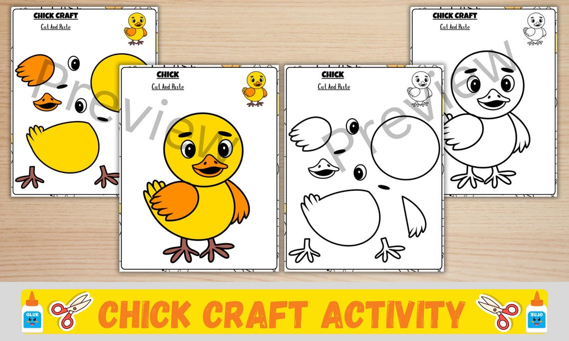 Chick Craft Activity | Spring Animal Cut and Paste (PDF) | Printable ...