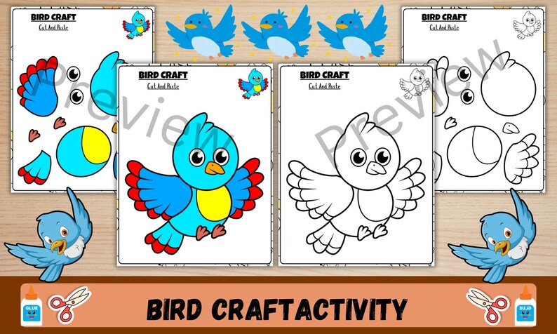 Spring Bird Craft: Cut and Paste Activity (PDF) - Etsy