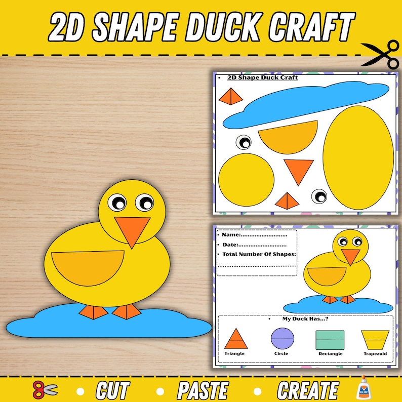 2D Shape Duck Craft | Spring Math Geometry Activity - Etsy